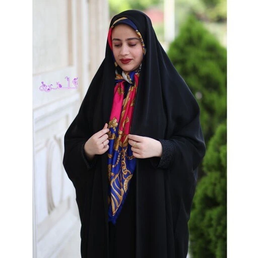 خرید و قیمت چادر کارمندی دانشجویی مشکی مچ نگین دار جنس ژرزت ترب