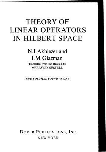 خرید و قیمت دانلود کتاب Theory of Linear Operators in Hilbert Space 1993 | ترب