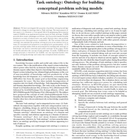 خرید و قیمت دانلود کتاب Task ontology Ontology for building conceptual problem solving models | ترب