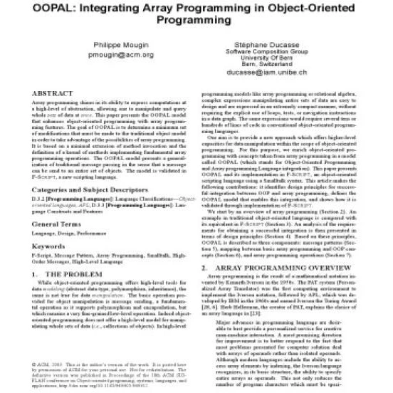 خرید و قیمت دانلود کتاب Oopalintegrating Array Programming In Object Oriented Programming ا