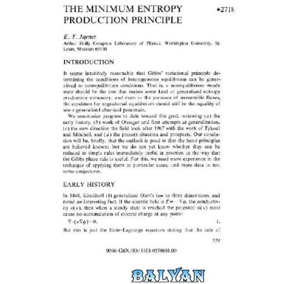 خرید و قیمت دانلود کتاب Minimum entropy production principle | ترب