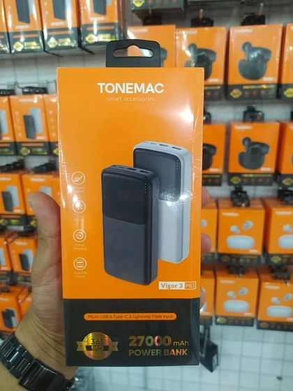 خرید و قیمت پاور بانک 27000 میلی امپری TONEMAC مدل Vigor 3 PB3 ورودی سه ...