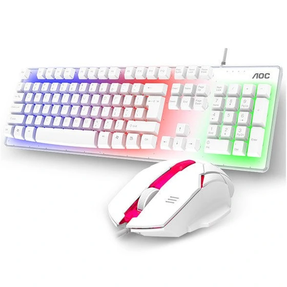 خرید و قیمت کیبورد موس گیمی اورجینال سفید AOC KM100 | ترب