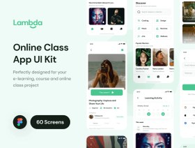 خرید و قیمت دانلود پروژه لایه باز فیگما و یو آی کیت Lambda - E-Learning & Online Class App UI ...