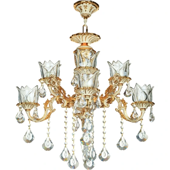 خرید و قیمت لوستر 8 شعله چشمه نور کد S3515/4GWT طلا سفید | ترب