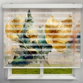 خرید و قیمت پرده زبرا تصویری طرح 4K گل طلایی کد FLW-10 | ترب