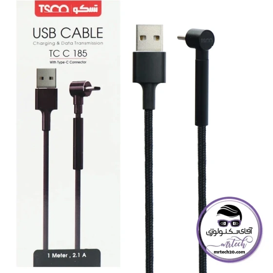 خرید و قیمت کابل تایپ سی TSCO TC C185 یکسر L طول 1 متر 2.1A | ترب