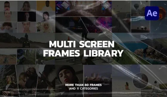 خرید و قیمت پروژه افترافکت نمایش تصاویر با قالب مولتی اسکرین Multi Screen Frames Library | ترب