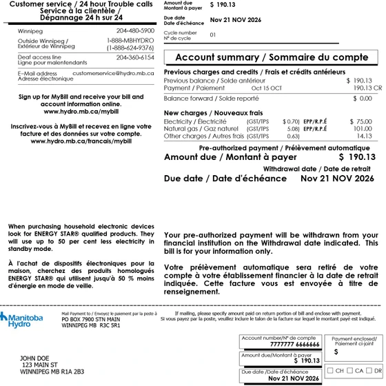 خرید و قیمت دانلود قبض Manitoba Hydro Bill لایه باز | ترب
