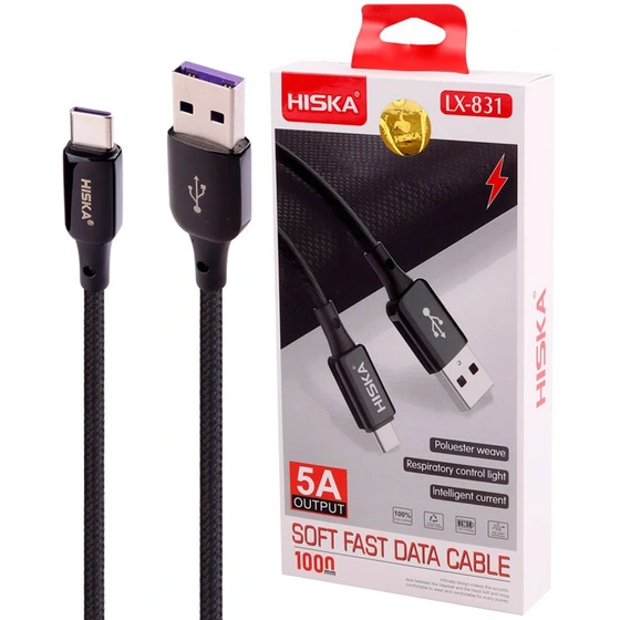 خرید و قیمت کابل تایپ سی فست شارژ Hiska LX-831 5A 1m | ترب