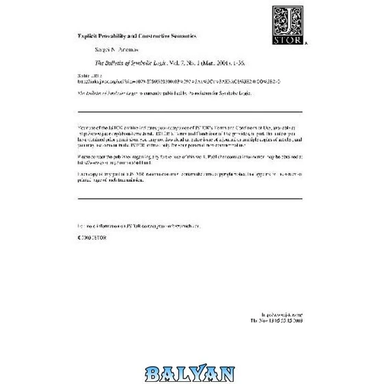 خرید و قیمت دانلود کتاب Explicit Provability and Constructive Semantics | ترب