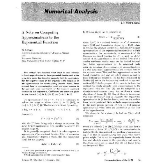 خرید و قیمت دانلود کتاب Computing Rational Approximation To Exponential Functions ترب