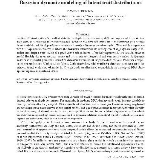 خرید و قیمت دانلود کتاب Bayesian dynamic modeling of latent trait distributions | ترب