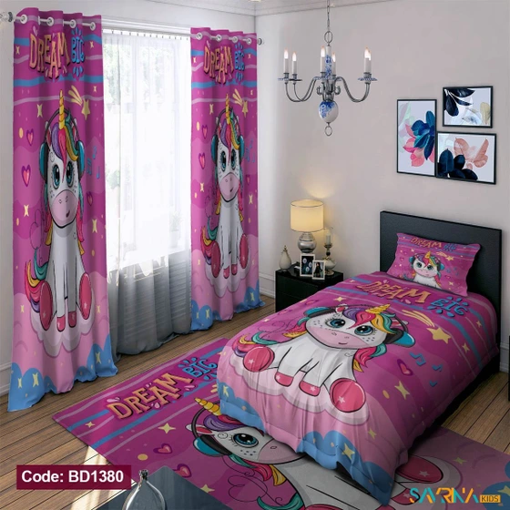 خرید و قیمت ست اتاق خواب دخترانه طرح تک شاخ کد Bd1380 ترب