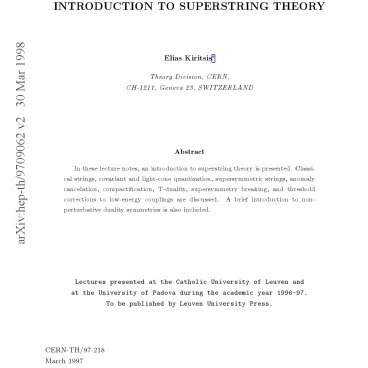 خرید و قیمت دانلود کتاب Introduction to Superstring Theory arXiv hep-th_9709062 | ترب