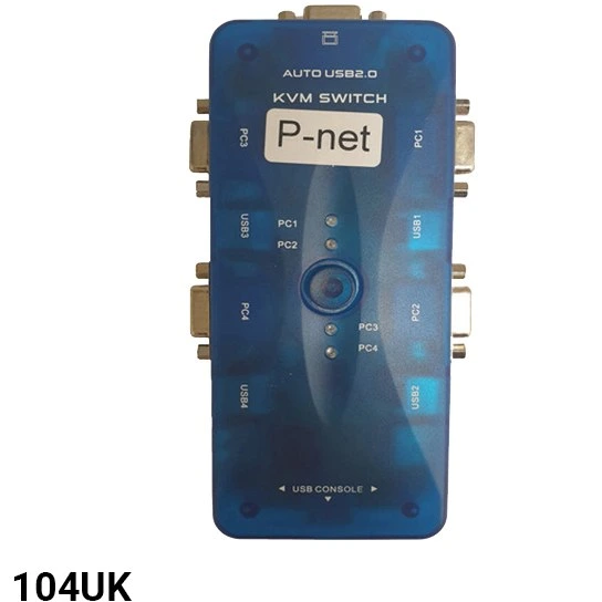 خرید و قیمت سوئیچ 4 پورت KVM پی نت 104UK به همراه 4 عدد کابل | ترب