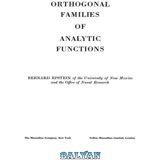 خرید و قیمت دانلود کتاب Orthogonal families of analytic functions | ترب