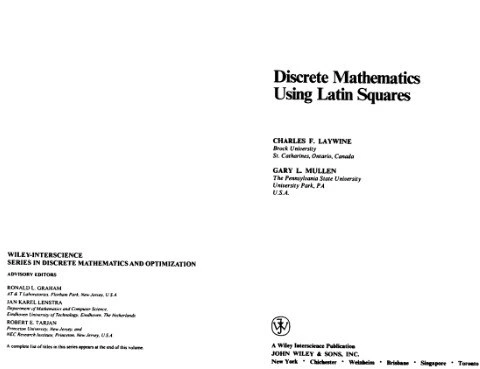 خرید و قیمت دانلود کتاب Discrete mathematics using Latin squares ویرایش ...