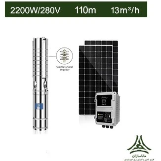 خرید و قیمت پمپ خورشیدی 2 اینچ، 2200 وات، 280 ولت DC برند Sunpower | ترب