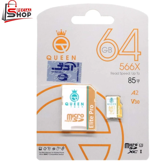 خرید و قیمت کارت حافظه کوئین ظرفیت 64 گیگ کلاس U3 10 سرعت 566X -85MB/s | ترب