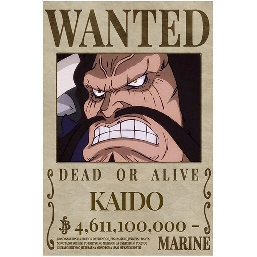خرید و قیمت پوستر مدل تحت تعقیب انیمه وان پیس One Piece طرح کایدو Kaido