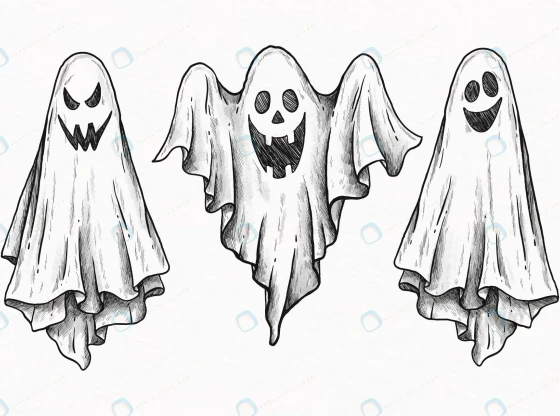 خرید و قیمت وکتور تصویر خطی کاراکتر روح ویژه هالووین | ترب