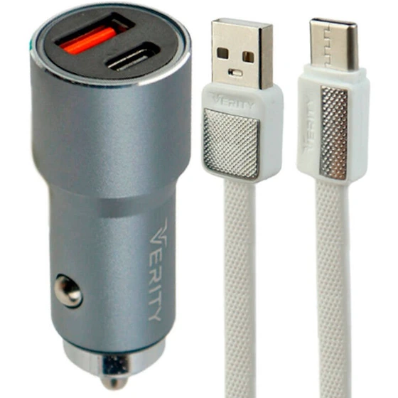 خرید و قیمت شارژر فندکی وریتی مدل C1119 به همرا کابل تبدیل USB-C | ترب