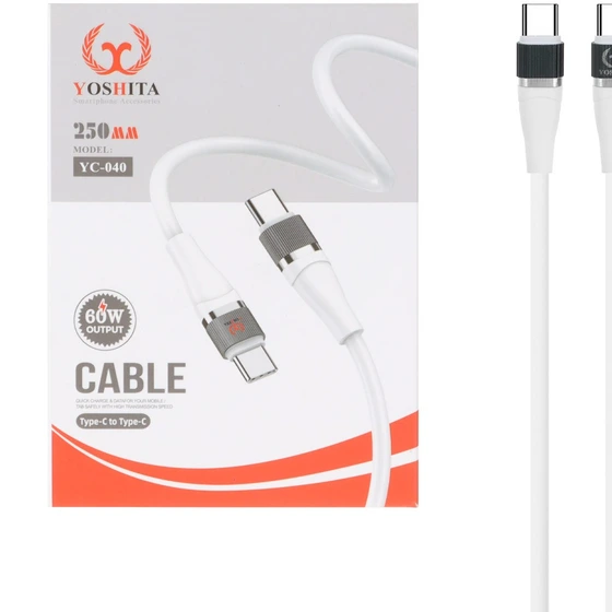 خرید و قیمت کابل شارژ فست پاوربانک YOSHITA Type-C To Type-C مدل YC-040 - سفید - MMS | ترب