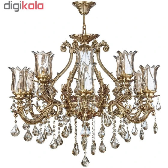 خرید و قیمت لوستر 10 شعله چشمه نور مدل S3595/5-5-A زیتونی | ترب