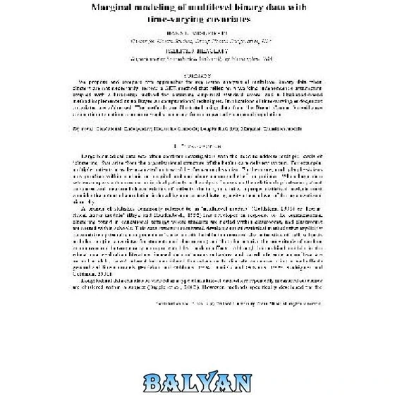 خرید و قیمت دانلود کتاب Marginal Modeling Of Multilevel Binary Data With Time Varying Covariates