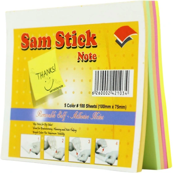 خرید و قیمت کاغذ یادداشت چسب دار Sam Stick Note 10*7.5cm بسته 100 برگی ...
