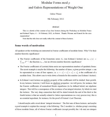 خرید و قیمت دانلود کتاب Modular Forms mod p and Galois Representations of Weight One [expository ...