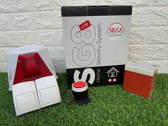 خرید و قیمت پکیج دزدگیر سایلکس SG8-Lite سیم کارتی با 2 عدد چشمی فوتال – بلند گو آژیر دارای فلاشر ...