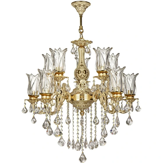 خرید و قیمت لوستر 10 شعله چشمه نور مدل S3703/5GWT | ترب