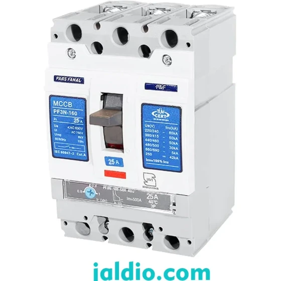 خرید و قیمت کلید اتوماتیک قابل تنظیم 80 آمپر پارس فانال قدرت قطع 50 کد PF3N 160-80A adj | ترب
