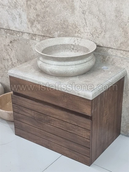 خرید و قیمت روشویی سنگی صفحه و کاسه 40*60 کرم STC 370 | ترب