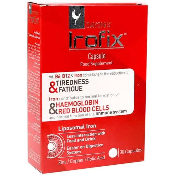 خرید و قیمت کپسول آهن آیروفیکس (Irofix Capsule) دایونیکس فارما بسته 30 ...