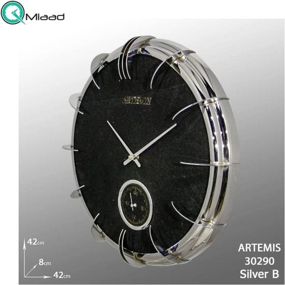 خرید و قیمت ساعت دیواری آرتمیس مدل 30290 سیلور صفحه مشکی | ترب