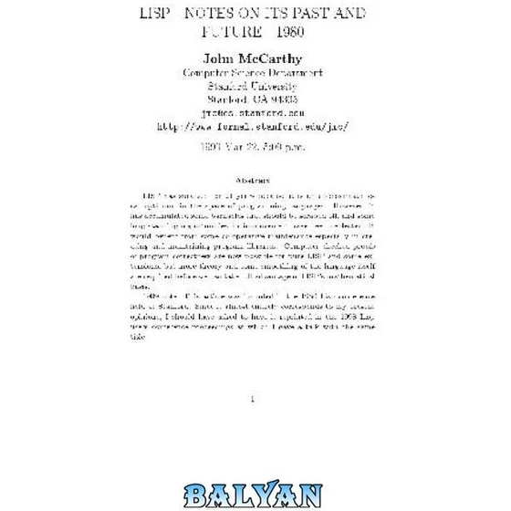 خرید و قیمت دانلود کتاب Lisp Notes On Its Past And Future ترب