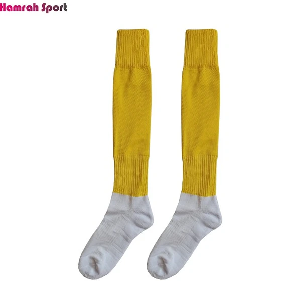 خرید و قیمت جوراب فوتبال پسرانه زرد ساق بلند مدل BSS-Yellow کف حوله ای ...