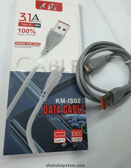 خرید و قیمت کابل شارژ سریع تایپ سی کین KIN KM-T02 Type C Cable 1m | ترب