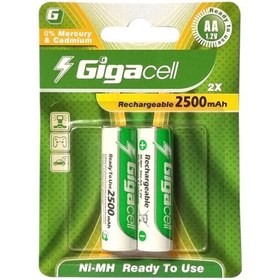 خرید و قیمت باتری دوتایی قلمی شارژی Gigacell AA 2500mAh ا Gigacell AA ...