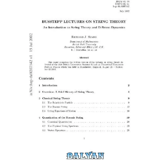خرید و قیمت دانلود کتاب Busstepp Lectures On String Theory ترب
