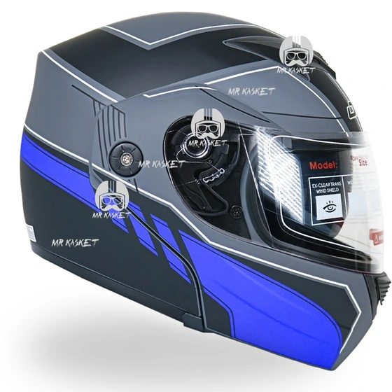 خرید و قیمت کلاه کاسکت فک متحرک DA1 مدل 102 رنگ آبی مشکی | ترب