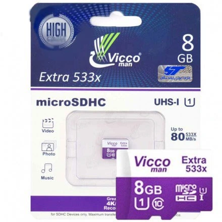 خرید و قیمت رم میکرو 8 گیگابایت Vicco 533X U1 80MB/S | ترب