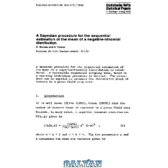 خرید و قیمت دانلود کتاب A Bayesian Procedure For The Sequential Estimation Of The Mean Of A