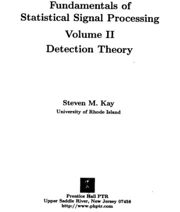 خرید و قیمت دانلود کتاب Fundamentals of statistical signal processing. Vol.2: detection theory ...