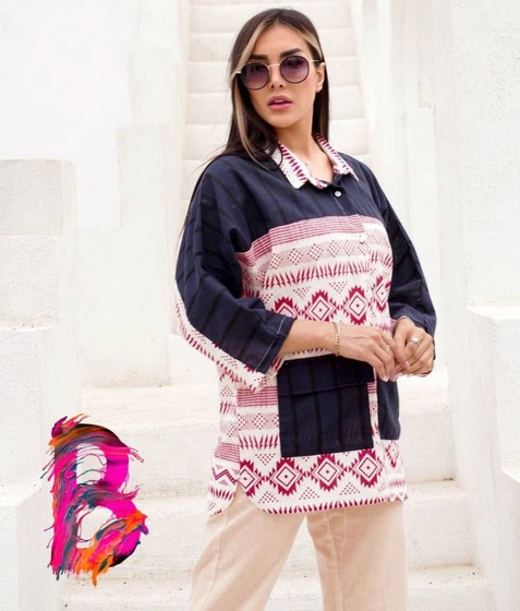 خرید و قیمت ست مانتو شلوار ترکیبی لنین کاری از برند Beref پارچه لنین ...