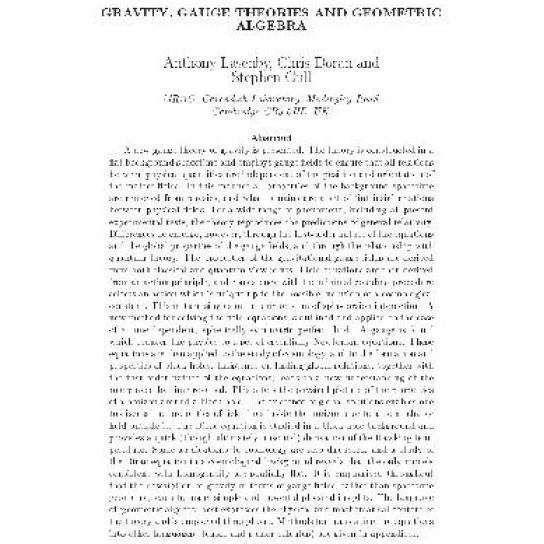 خرید و قیمت دانلود کتاب GRAVITY GAUGE THEORIES AND GEOMETRIC ALGEBRA | ترب