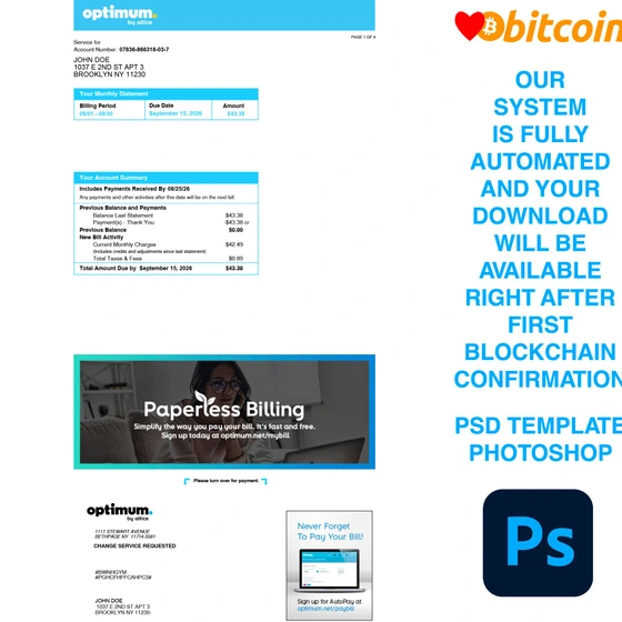 خرید و قیمت دانلود قبض New York Optimum Bill لایه باز | ترب